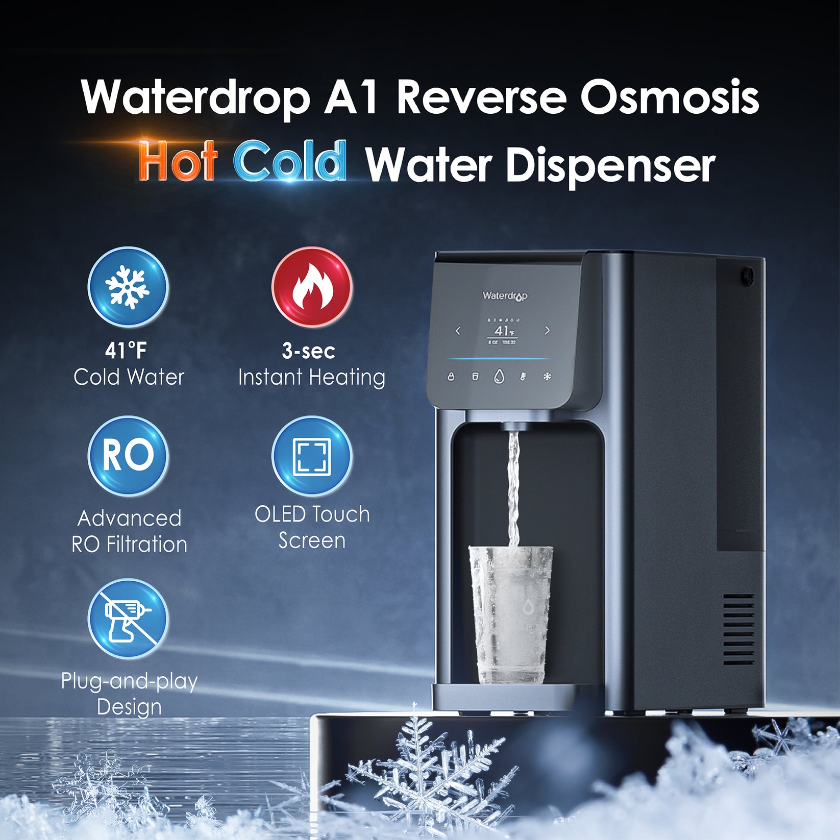 Waterdrop Instant Hot and Cold Water Dispenser with RO Filtration